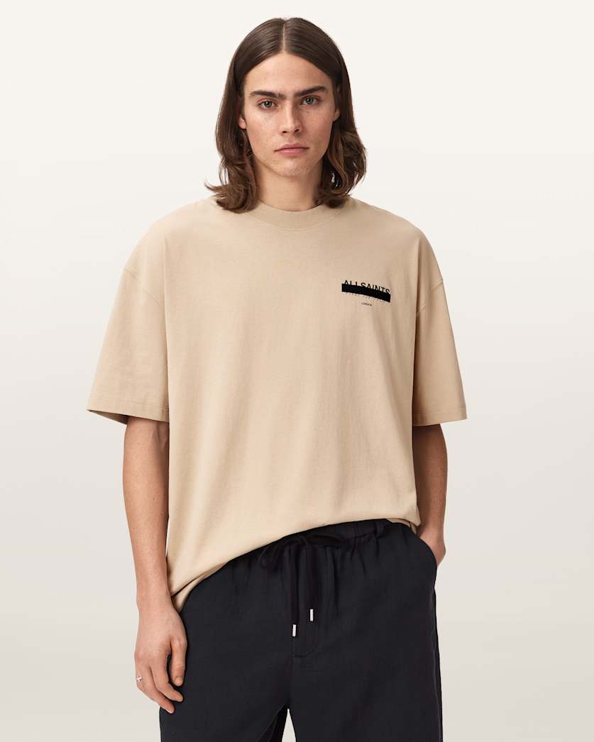 Redact Oversized Embroidered Logo T-Shirt SUNSET BROWN | ALLSAINTS US